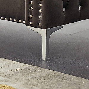 TZXTW Modern Velvet Sofa Set, 5 Seater Couch Sofa with 2-seat Loveseat and 3-seat Sofa, Convertible Sectional Sofa with Jeweled Buttons and 4 Pillows, for Living Room,Office,Apartment,Studio,Grey