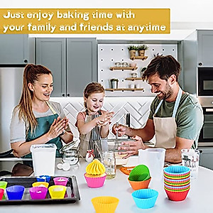 Lingtoolator upcake Liners, Set of 36 Muffin Baking Cups, Nonstick Silicone Muffin Liners, Reusable No Stick Silicone Cupcake Molds, 2.75” Silicone Cupcake Baking Cups, mini Multicolored