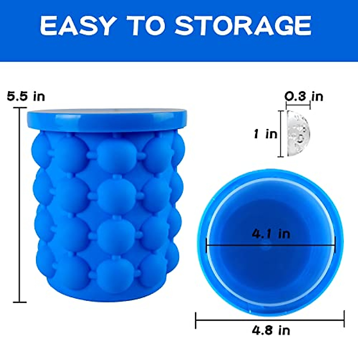Aoutrow Ice Cube Mold, Silicone Ice Bucket Ice Cup with Lid (2 in 1), Press Type Easy-Release Ice Trays Ice Cube Maker for Frozen Cocktail, Whiskey, Beverages
