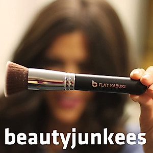 Flat Top Kabuki Foundation Brush - Beauty Junkees Large Dense Synthetic Face Makeup Brushes for Liquid, Cream, Powder Make Up, Buffing, Blending, Stippling Applicator, Brocha Para Base de Maquillaje