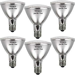 Vinaco PAR30 Flood Light 75W, 6 Pack High Brightness 1000LM PAR30 Halogen Long Neck Dimmable,PAR30L Flood 75 Watt 3000K Warm White, Long Lasting PAR30 75W 120V Flood Long Neck with E26 Base