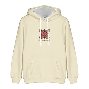 XPLR Sam and Colby Merch Roses Hoodie Long Sleeve Streetwear Men Women Sweatshirt Fashion Clothes (Beige,S)