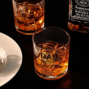 DAZLUTE Funny Whiskey Glass Gifts for Dad, Father’s Day Gifts Birthday Present Christmas Gifts for Dad Father Papa Daddy, Father Gifts Dad Gifts from Daughter, 10Oz Old Fashioned Glass