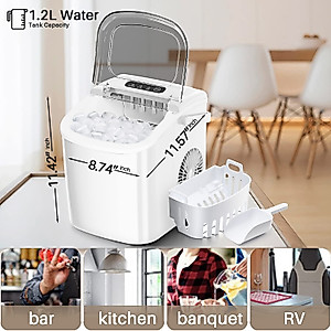 LHRIVER Countertop Ice Maker, 26LBS/24H Portable Compact Ice Maker Machine with Self-Cleaning Function, 9 Ice Cubes Ready in 6 Mins, Ice Maker with Ice Scoop & Basket for Home Kitchen Office,White