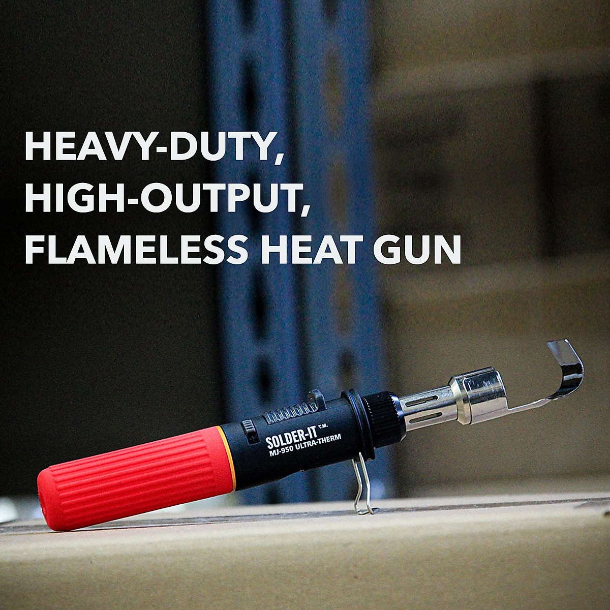 Solder-It Red Ultra Therm Flameless Heat Gun (MJ-950) | Cordless Heat Gun with Wide Nozzle | Heavy Duty with 20 mL Butane Refill Tank | Mini Heat Gun for Crafts, Heat Shrink, and PVC Bending