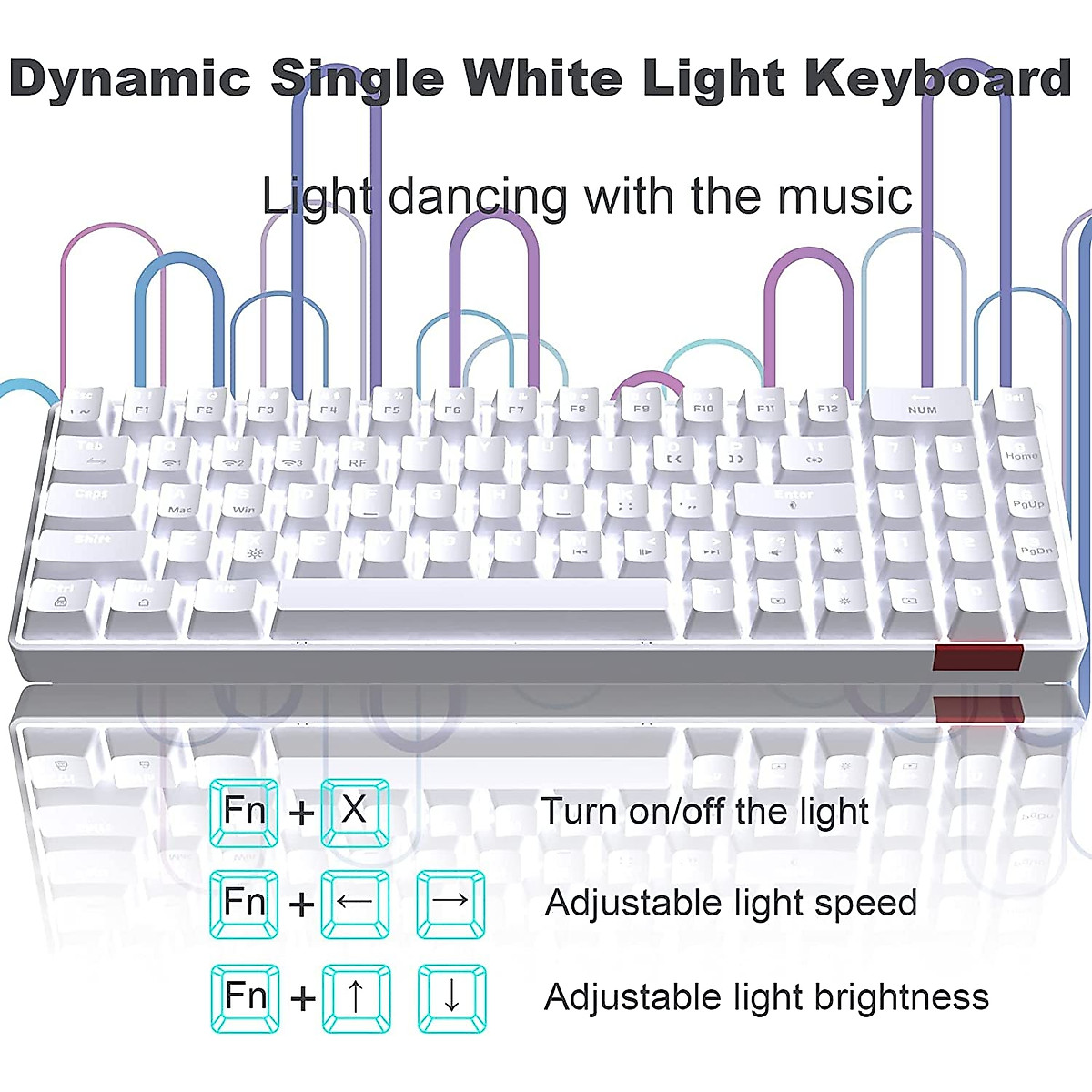 A.JAZZ AK692 Compact Hot-Swappable Wireless Number Pad Mechanical Gaming Keyboard 5.0 Bluetooth Type C Wired Mode 4000 mAh Rechargable Light up for Mac Laptop IP ad PC Phone PS4 Gamer Office - White