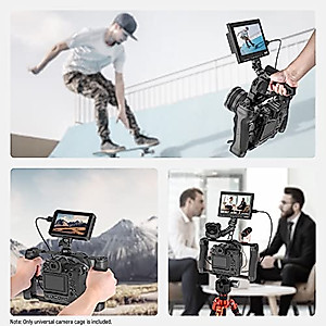 NEEWER Video Camera Cage Rig with Arca Type Base, Dual Grips, 3/8" ARRI Locating & 1/4" Threads, Cold Shoes, Universal Camera Stabilizer Compatible with SmallRig NEEWER Baseplate 15mm Rods, CA016