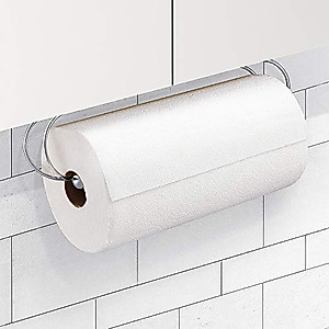 CAXXA Adhesive Under Cabinet Paper Towel Holder Dispenser with Screws for Kitchen Utility Room Laundry Pantry Chrome (2 Pack)