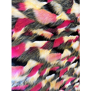 Prime Fabric, Multicolor Puzzled Patches Luxury Shag Faux Fur Fabric by The Yard 60" Wide, Shaggy, Long Pile, DIY Craft Supply, Hobby, Costume, Decoration