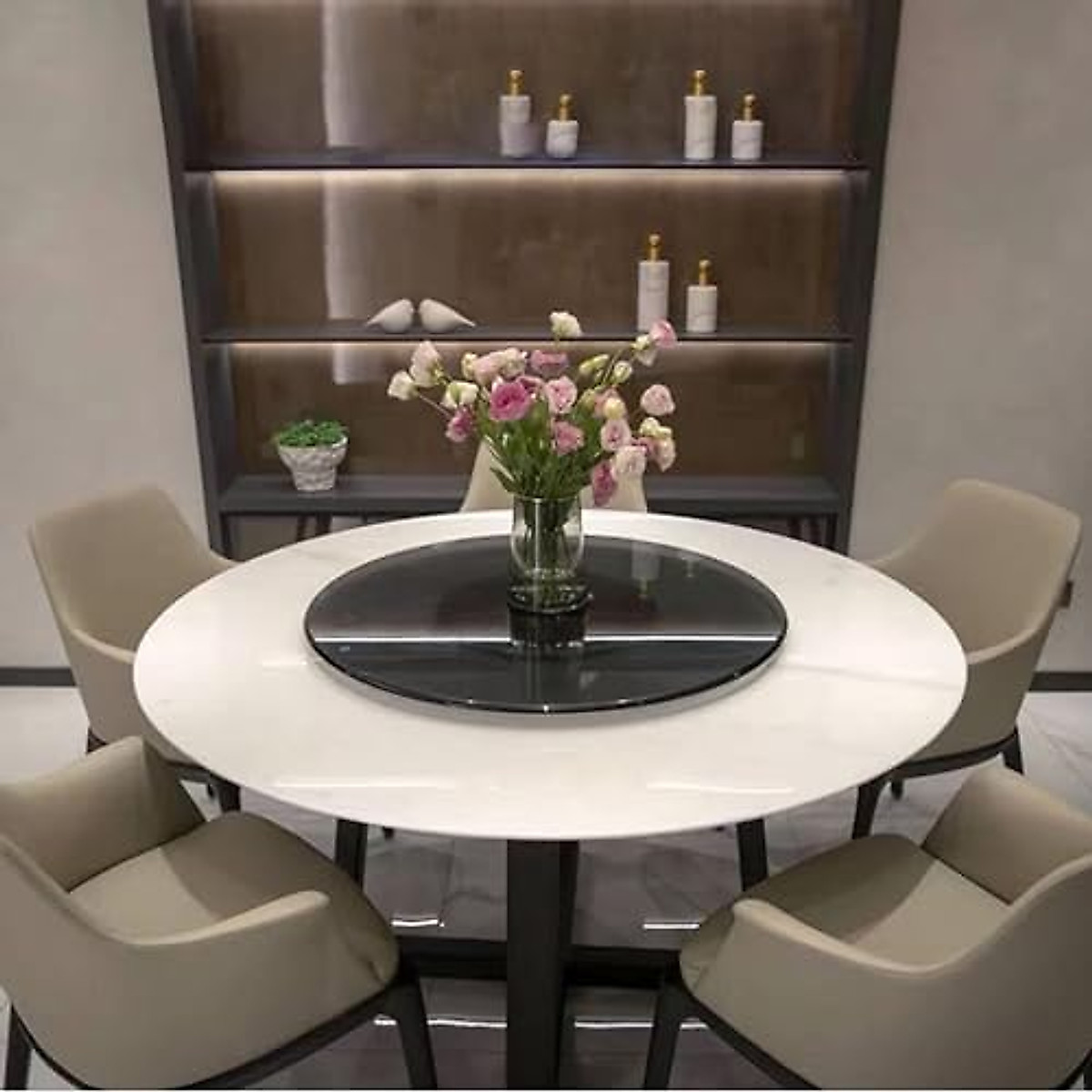 Dining Table Turntable Lazy Susan Rotating Tray, Tempered Glass Turntable Round Dining Table Serving Plate, for Kitchen Party Family Dinners Large Serving Plate ( Color : Gris , Size : 100cm (39inch)