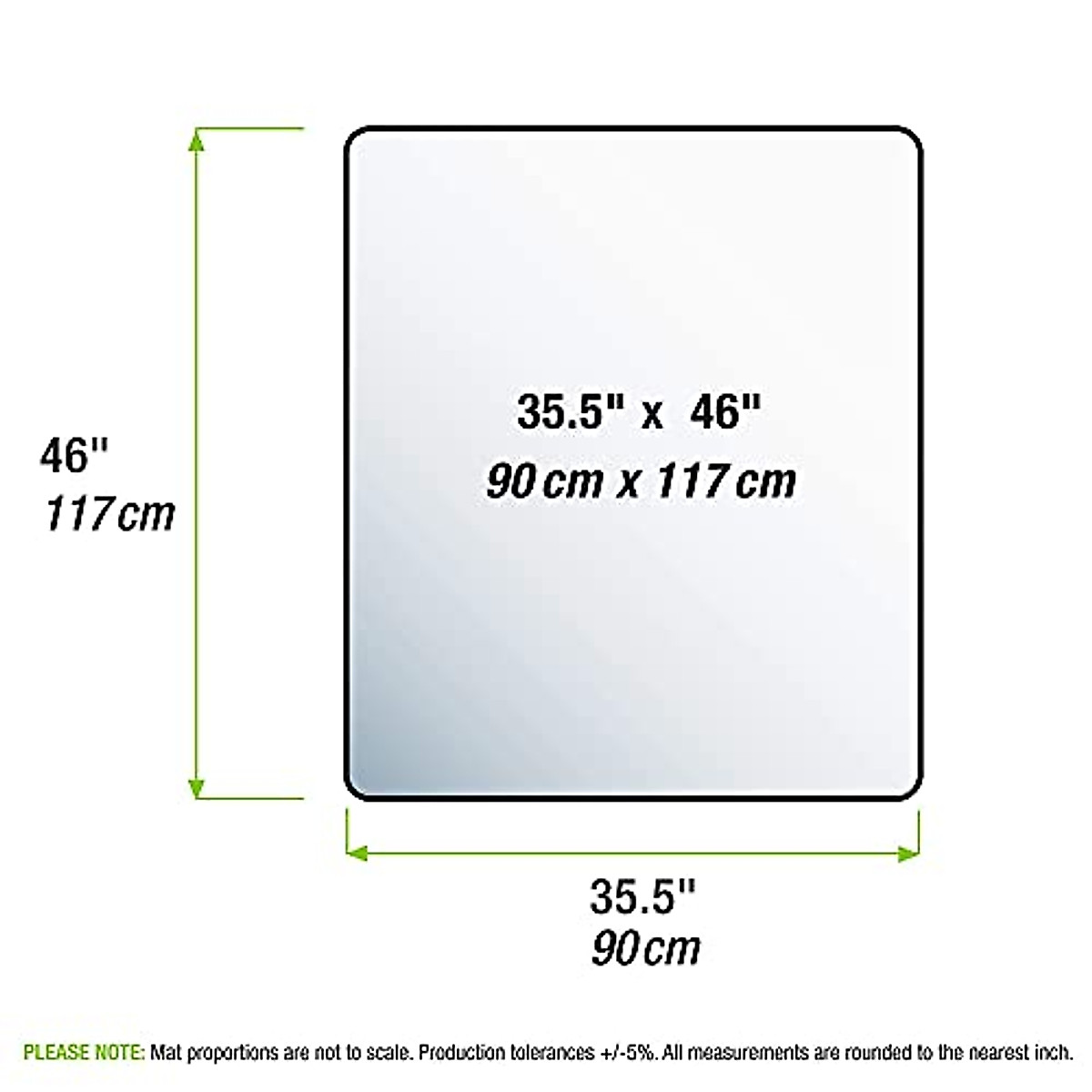 Marvelux Anti-Slip Chair Mat for Hard Floors, 35.5" x 46" Durable White Office Hardwood Floor Protector with Non-Slip Backing, Rectangular, Durable Eco-Friendly Polypropylene, Foldable, Multiple Sizes