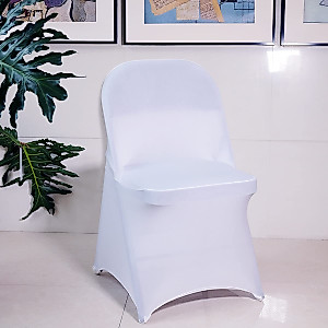 Babenest Spandex Folding Chair Covers Upgraded 10 PCS Universal Stretch Washable Fitted Chair Slipcovers Protector for Wedding, Holidays, Banquet, Party, Celebration (White)
