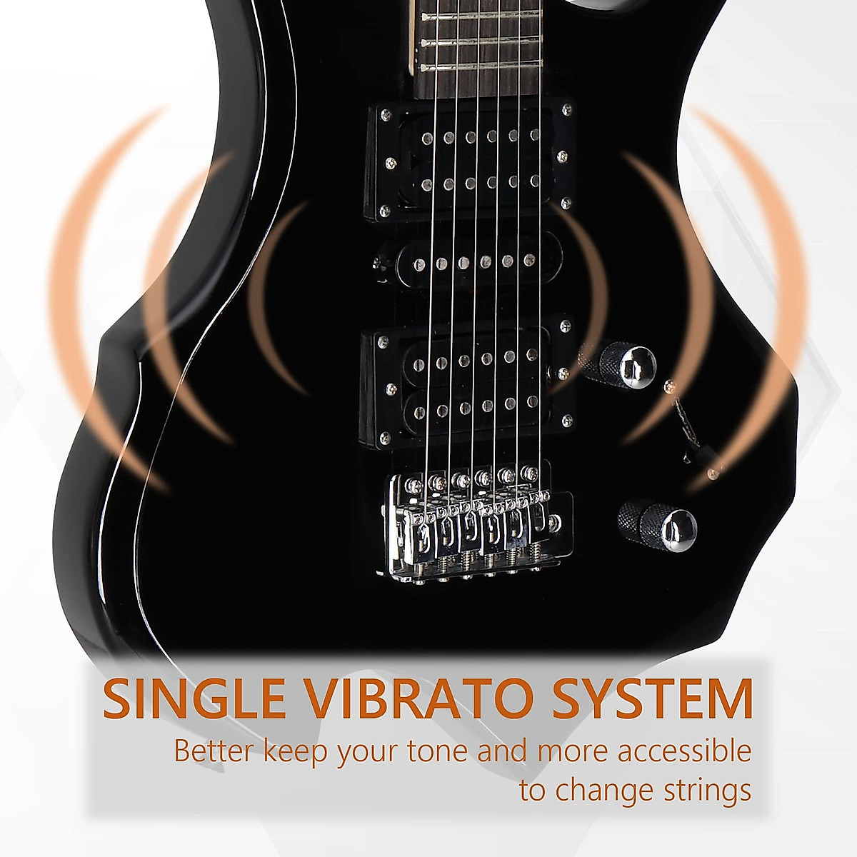 Ktaxon Solid Body Electric Guitar, 36" Flame Design Electric Guitars Kit with Portable Bag, Adjustable Shoulder Strap, Amp Wire, Tremolo Arm, Plectrum, and Wrench Tool (Black)