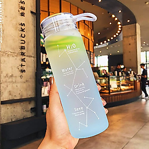 JZSMY Juice Cute Water Bottle Glass Water Bottles 460ML Matte Portable Water Cup Creative Handy Cup Kawaii Bottles Milk Bottle Water Juice Smoothie Drinking Cup for Home Office School (Blue)