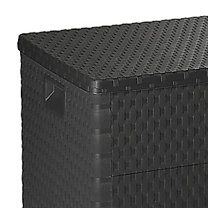 loibinfen Patio Storage Box Anthracite 47.2"x22"x24.8" PP Rattan Patio Garden Outdoor Storage Container for Toys, Furniture Deck box (Weight:24.47 lbs)