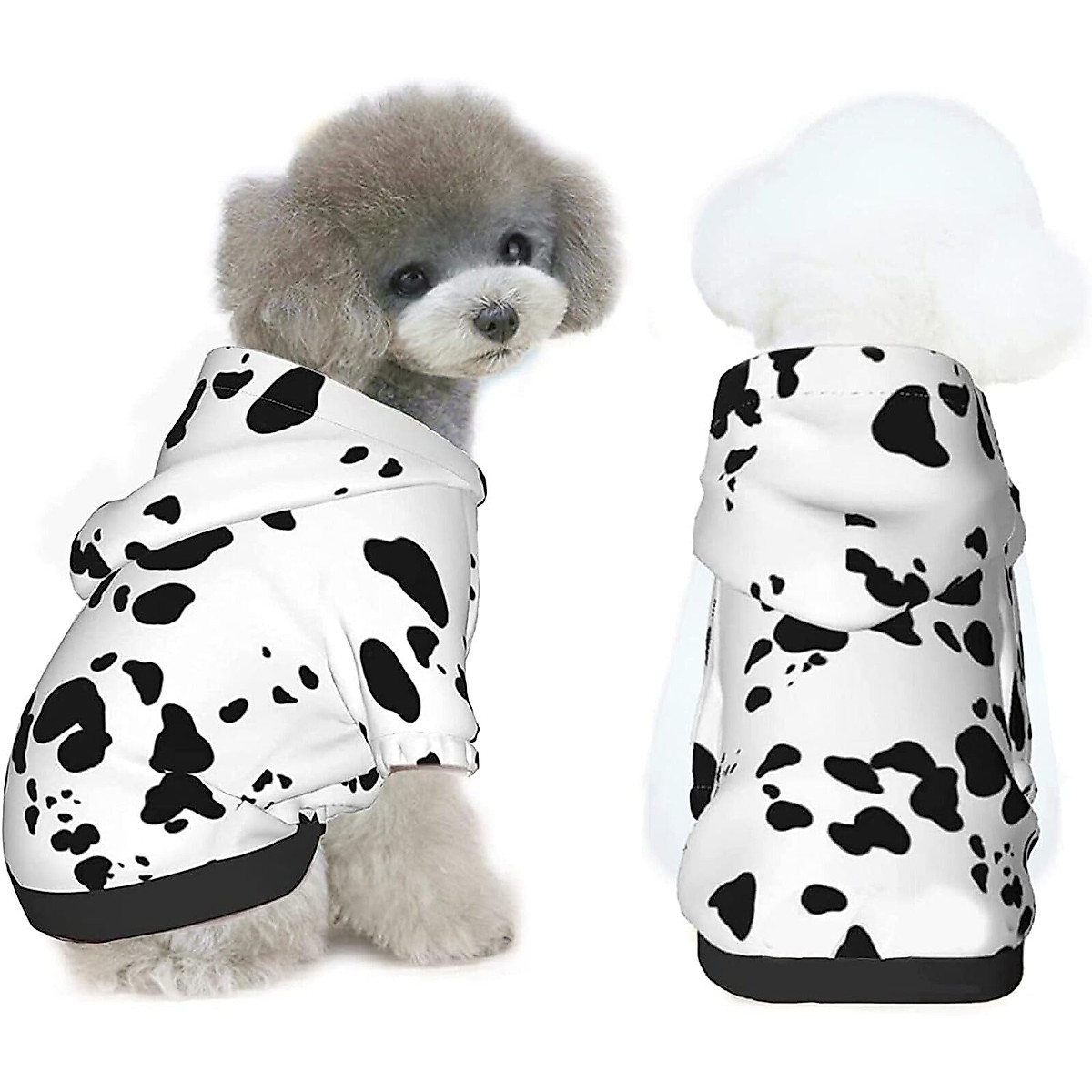 Dalmatian Print Pet Dog Cat Hoodies with Pocket Halloween Cosplay Clothes Costume Sweaters Outfits Pullover Sweatshirt for Large Medium Small Dogs Size Medium