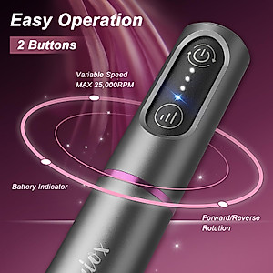 Auriox Cordless Nail Drill, USB-C Rechargeable Electric Nail Files for Acrylic Gel Nails, Professional Portable Nail Drill Kit Manicure Pedicure with Ceramic Nail Bit, 6 Metal Bit, Various Sand Bands