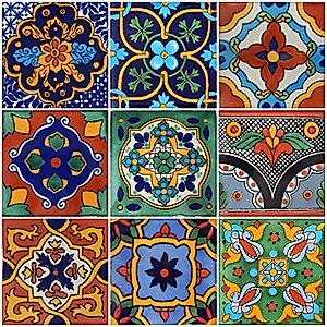 Color y Tradicion 9 Mexican Tiles 4" x 4" Hand Painted Talavera F- 40