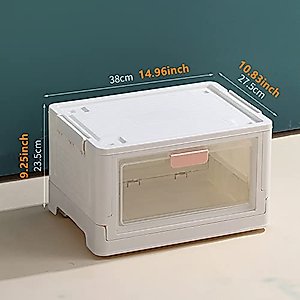 Radefasun Foldable Storage Bins with Lid and Clear Door and Weels Plastic Collapsible Storage Box Portable Stackable Grocery Toys Books Container Folding Storage Crate for Home or Car Trunk