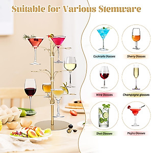 ALIMOTA Cocktail Tree Stand for Drinks Champagne Tower Wine Glasses Holder, 3 Tier 12 Holders, Bar Home Drinks Tree Display Suitable for Gin, Cocktails, Champagne, Wine