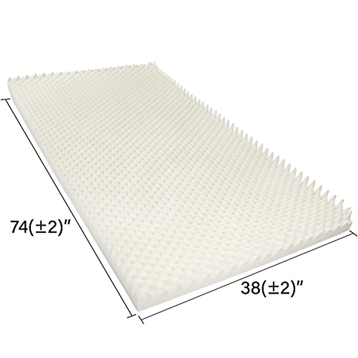 Egg Crate Mattress Topper, Ventilated, Convoluted Foam for Pressure Sores and Pain Relief, Medical Grade Urethane for Therapeutic Support and Recovery, Hospital Bed Twin (74" x 38")