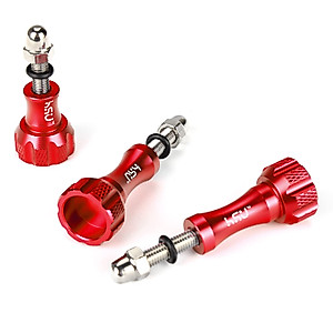 HSU Aluminum Thumbscrew Set + Wrench for Gopro Hero 13, 12, 11, 10, 9, 8, 7, 6, 5, 4, 3, AKASO Campark and Other Action Cameras (3pcs, Red)