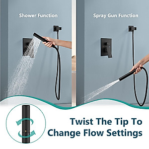 Aolemi Shower System with Rainfall Shower Head and Handheld,High Pressure Shower Faucet Set Fixture Combo with 2 in 1 Handheld Spray Rough-in Valve Included,Wall Mount 12 Inch Matte Black