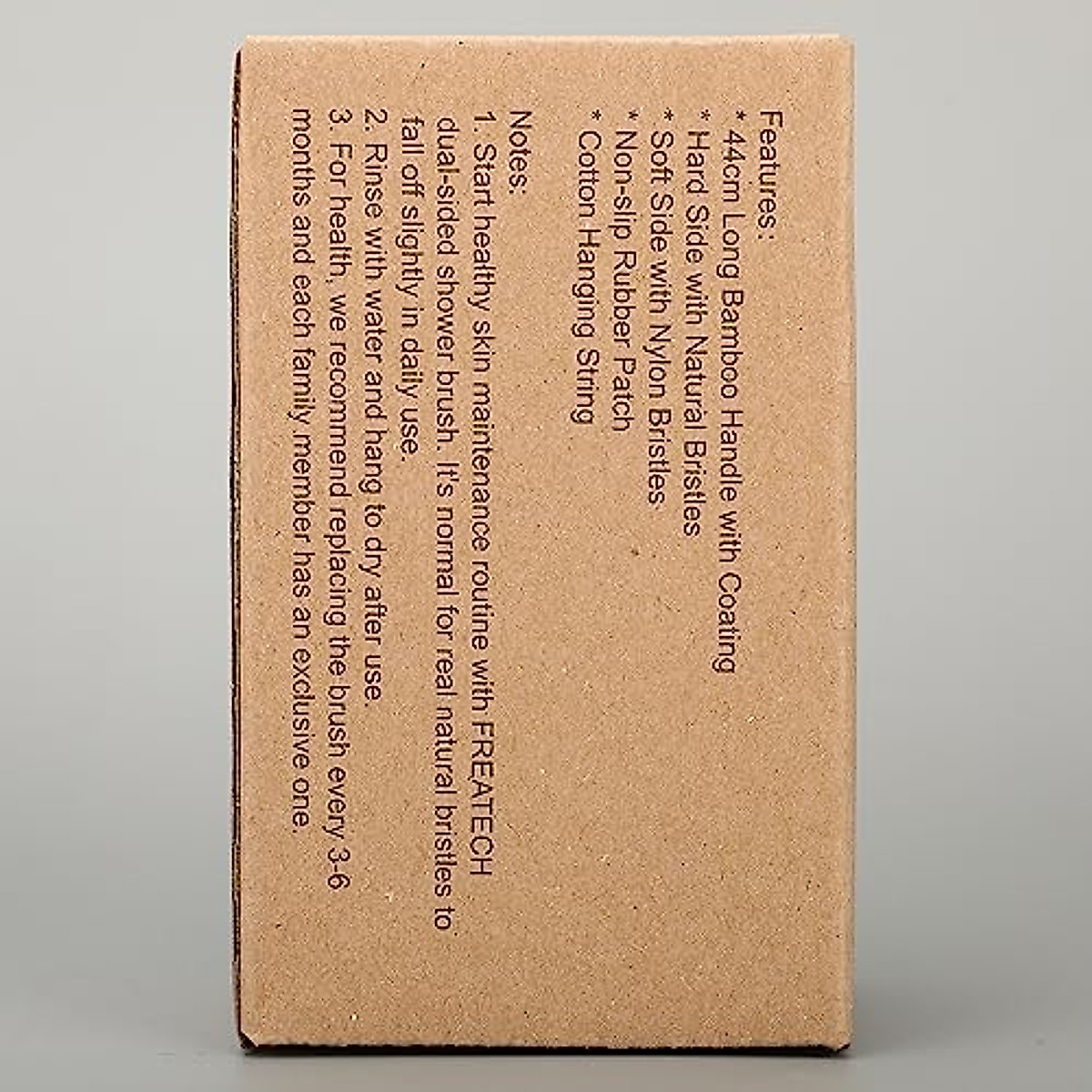 FREATECH Long Bamboo Handle Body Brush Back Scrubber - Dual-Sided Bath Shower Brush with Stiff and Soft Bristles for Wet or Dry Brushing, Exfoliating Skin, Cellulite Removal and Lymphatic Drainage