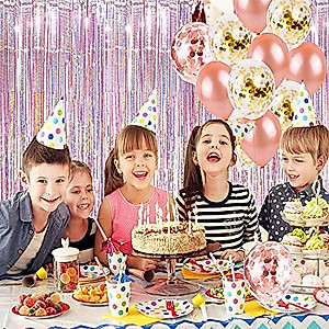 BRAVESHINE Party Decoration Foil Fringe Backdrops - 3.2 ft x 8.2 ft Metallic Tinsel Photo Booth Pros Streamer Curtains for Birthday Wedding Christmas Bridal Bachelorette Decorations - 1 Purple 1 Pink