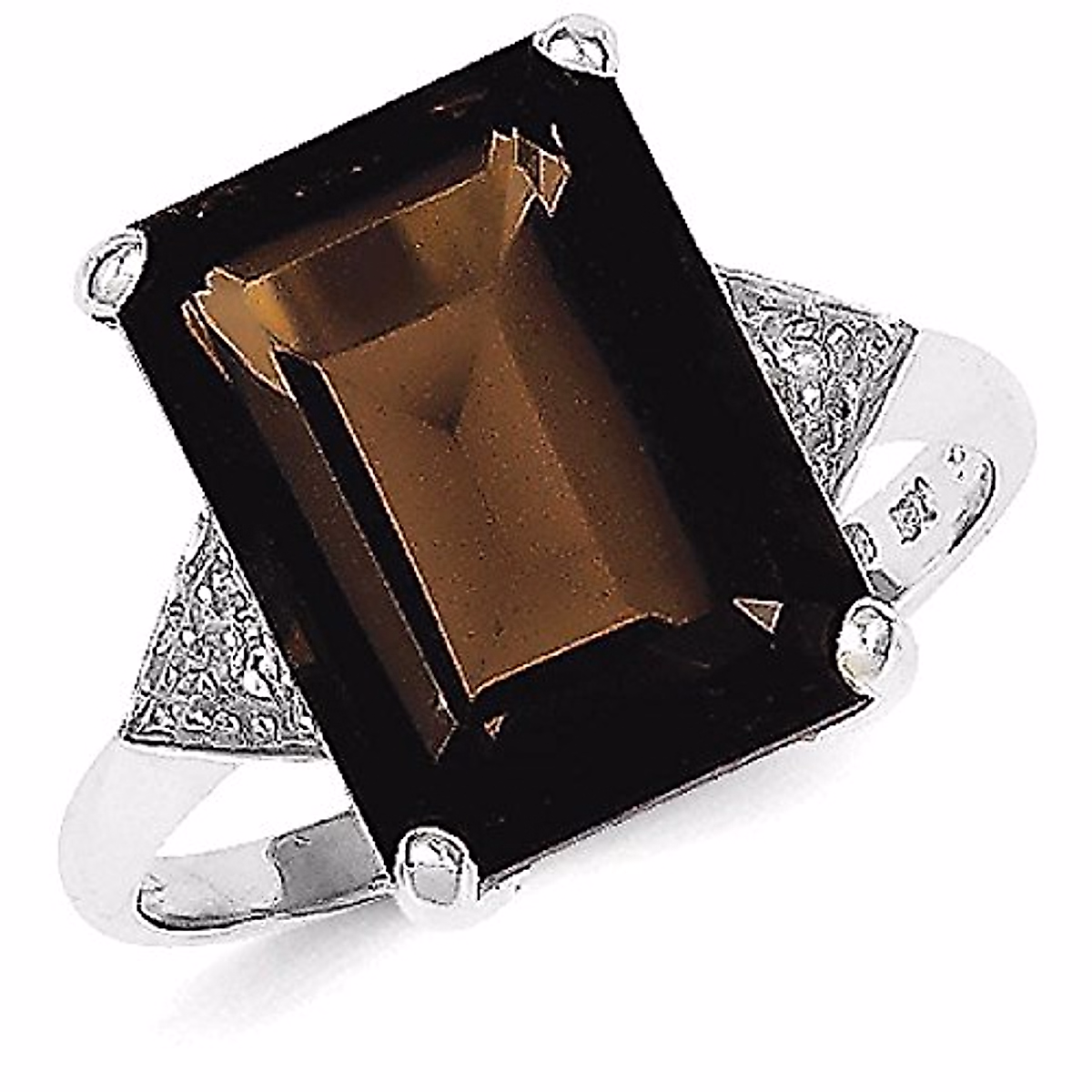 IceCarats 925 Sterling Silver Brown Smoky Quartz Diamond Ring Gemstone Band Size 6