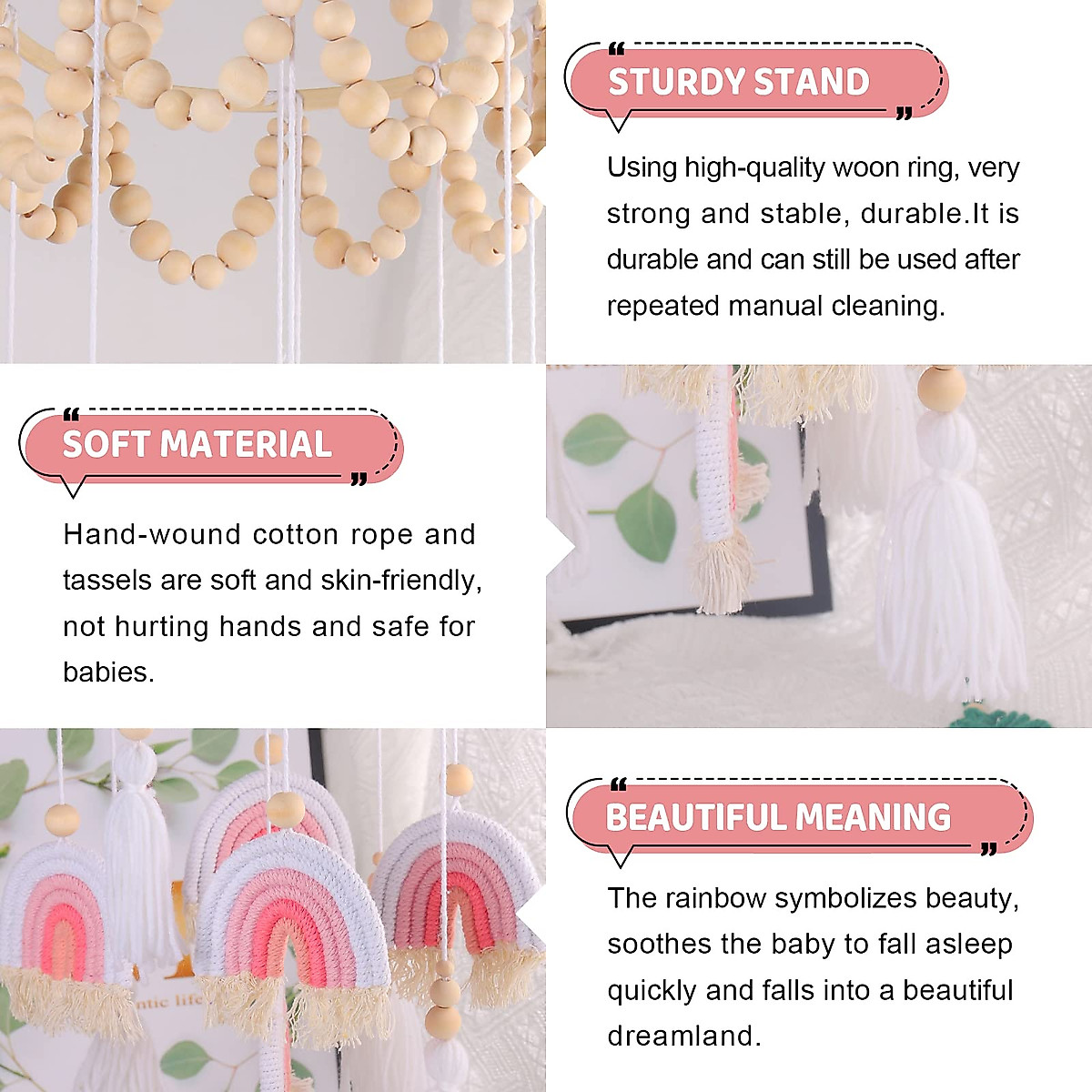 Boho Rainbow Nursery Mobile,Neutral Baby Crib Mobile,Baby Mobile for Crib,Crib Mobile for Girls,Macrame Rainbow Decor,Boho Crib Mobile Kids Room Nursery Decor