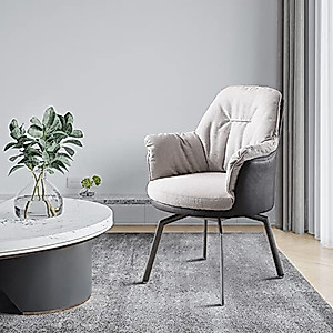 HIPIHOM Home Office Boss Chair, Modern Accent Chair,Ergonomic Armchair No Wheels but Swivel for Home Office Living Room Bedroom, Grey Chair, 17D x 18W x 34H Inch, (JD7549)