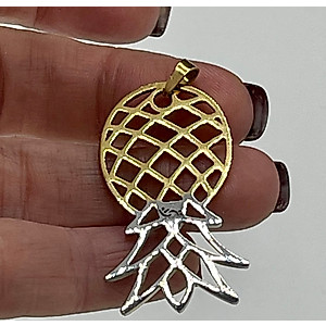 Partners ID Upside Down Pineapple Charm Necklace Chain, Durable Stainless Steel, 18" Silver Rope
