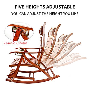 LIUDAXOG Foldable Rocking Chair Bamboo Chair Lounger Lunch Lounge Sun Chair Garden Indoor