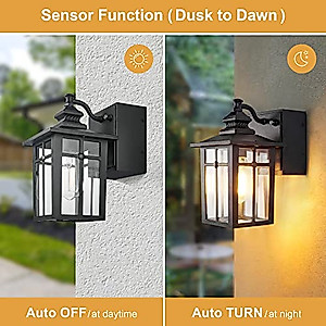 SIEPUNK Porch Light with Outlet, Dusk to Dawn Outdoor Light with GFCI Outlet, Anti-Rust Outdoor Wall Lantern Exterior Light Fixture, Outside Lights for House Front Door Patio Garage, Bulb Included