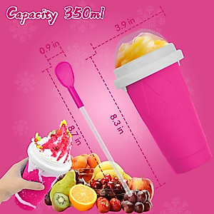 Slushie Maker Cup - DIY Magic Slushy Maker Squeeze Cup for Homemade Milk Shake Ice Cream Maker, Portable Smoothie Squeeze Cup for Juices and Milk, Birthday Gifts for Friends&Family(Pink)
