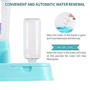 ASENVER 2-in-1 Pet Automatic Feeder Dog Food Water Dispensers with Large Capacity Food Container Gravity Water Bottle (Blue)