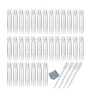 Elfensatll- 100PCS Transparent Clear 1ml 1/4 Dram Empty Glass Sample Vials With 0.5ml 10pcs Pipettes Droppers for Party Makeup Tool Essential Oils Aromatherapy Perfume Cologne