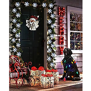 Ohwewant 30Ft 50LED Solar Christmas Lights Outdoor Waterproof, 8 Modes Solar Snowflake Lights Outdoor for Outdoor Christmas Decoration Wreath Garland Garden Yard Patio