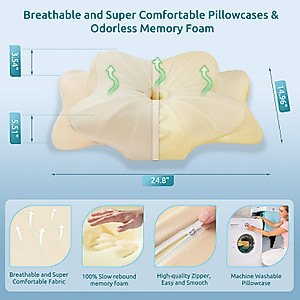 DONAMA Cervical Pillow for Neck and Shoulder,Contour Memory Foam Pillow,Ergonomic Neck Support Pillow for Side Back Stomach Sleepers with Pillowcase