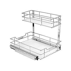 Cuisinart 14" 2-Tier Sliding Cabinet Organizer, Chrome Finish
