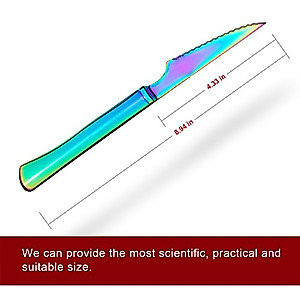 culterman Ultra-Sharp Stainless Steel Cutlery Set,Dinner Knives 6-Piece Stainless Steel kitchen Serrated Best Steak Knife (Rainbow)