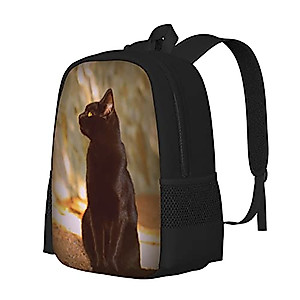 UIACOM Cat School Backpack Black Cat with Yellow Eyes Bookbag for Teens Kids Boys Girls, Large 17 inch Elementary Junior High University School Bag, Water Resistant Casual Travel Daypack Backpack