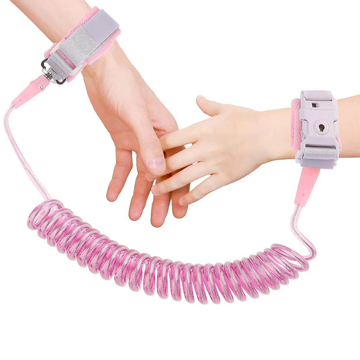 Anti Lost Wrist Link, Toddler Safety Leash with Key Lock, Safety Wrist Leash for Toddlers, Babies & Kids 8.2 feet Pink (red)