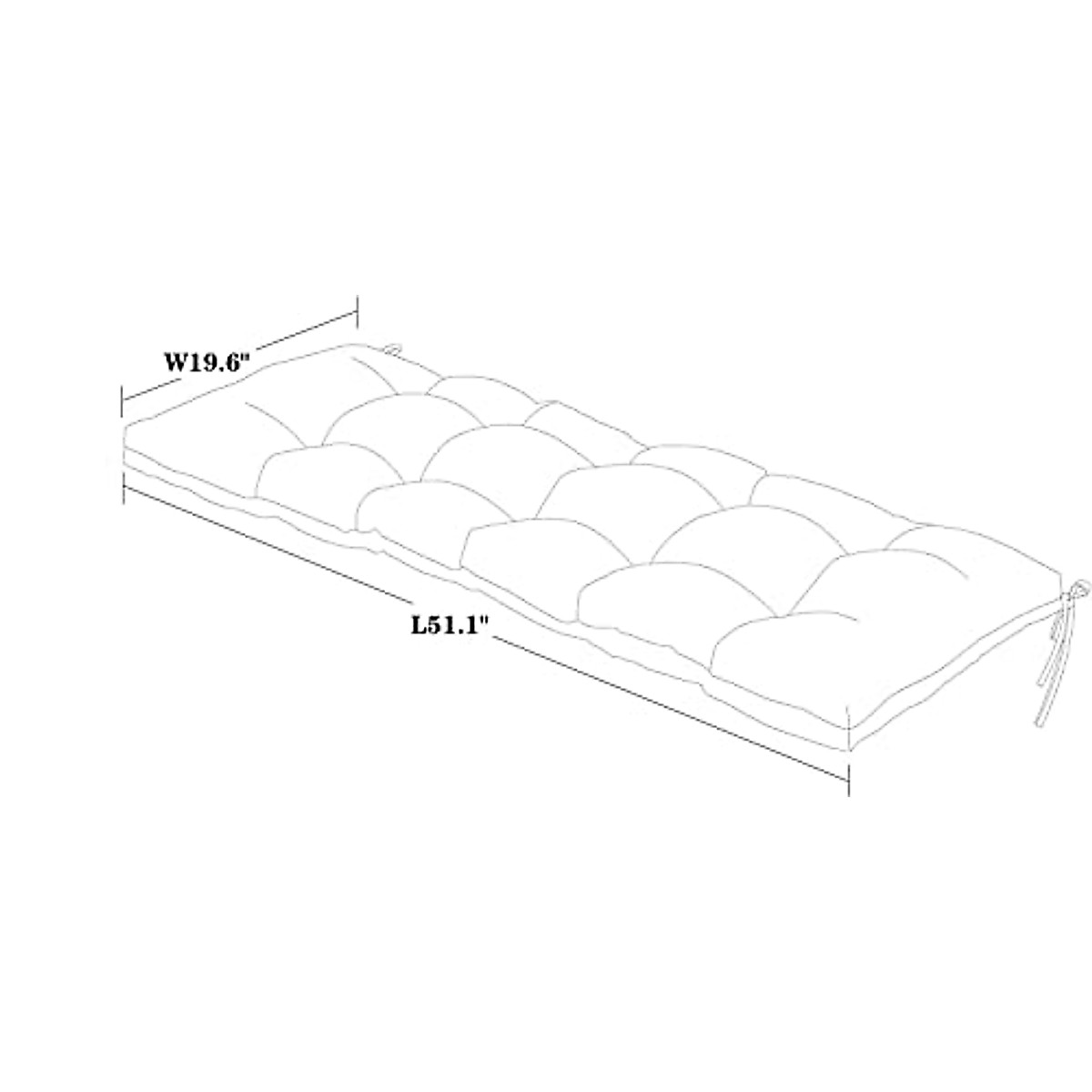 SEAHOME Waterproof Indoor/Outdoor Garden Bench Seat Cushions,Tufted Loveseat Cushion for Patio Furniture,Swing, Wicker, Garden Bench, Indoor, Shoe Storage, Window (51.1 X 19.6 Inch, Dark Red)