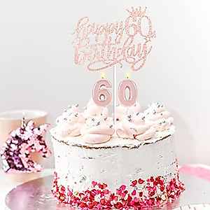 XO LOVEORY 60th Birthday Decorations for Woman, 60th Birthday Sash, Tiara Crown, Canvas Makeup Bag, Cake Topper & Candles, 60th Birthday Gifts for Her Birthday Party