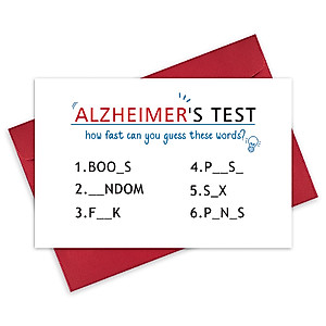 Leinessy Funny Alzheimer's Test Birthday Card, Rude Adult Greeting Card for Friend, Creative Just Because Card
