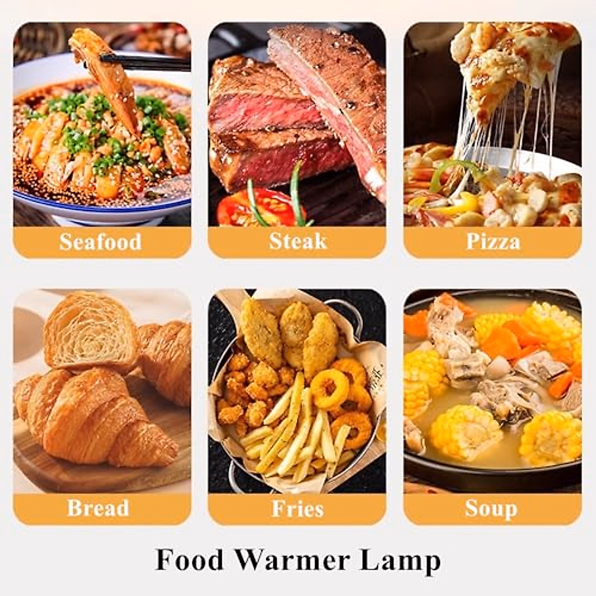 WTTTTW Portable Food Heat Lamp, Commercial Food Warmer Lamp, Free-Standing Heat Lamp for Food, Catering Food Warming Lamp for Buffet Parties,Brown