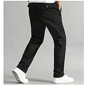WZIKAI Mens Cargo Pants,Elastic Waist Sweatpants for Men Casual Long Trousers Light Jogger Pants Black XL