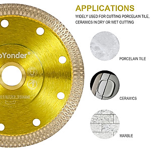 GoYonder 4 Inch Diamond Saw Blade,Super Thin Diamond Saw Blade for Cutting Ceramic Porcelain Tile Granite Marble Suitable for Angle Grinders with 7/8" or 5/8" Arbor 5 PCS